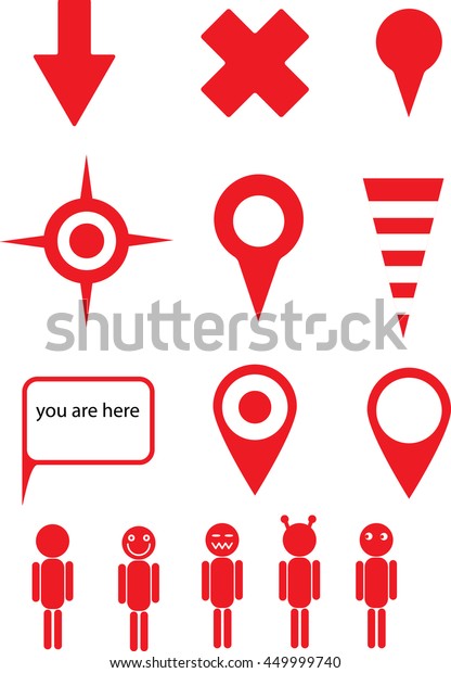 Set You Here Signs Arrows Pins Stock Vector (Royalty Free) 449999740 ...