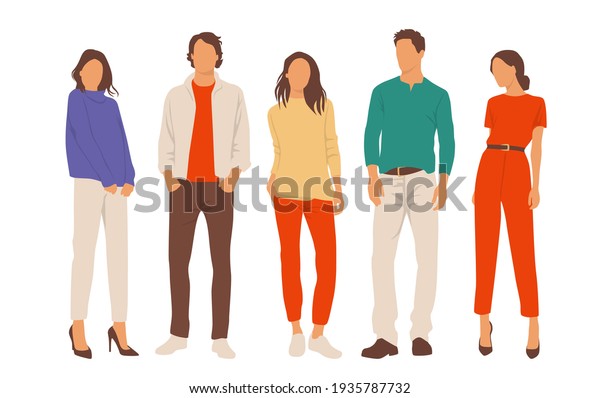 Set Young Men Women Different Colors Stock Vector (Royalty Free ...