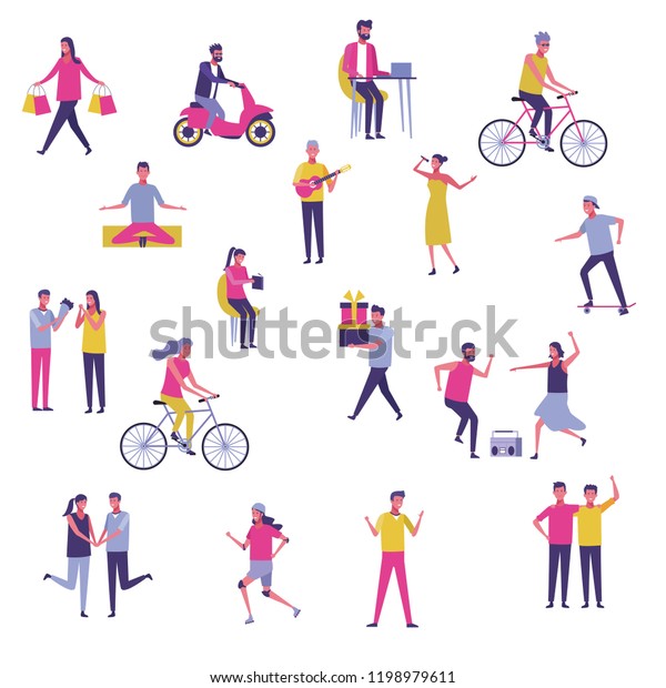Set Young People Having Fun Outdoors: เวกเตอร์สต็อก (ปลอดค่าลิขสิทธิ์ ...
