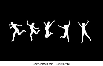 Set Young People Jump Fun Logo Stock Vector (Royalty Free) 1523938913 ...
