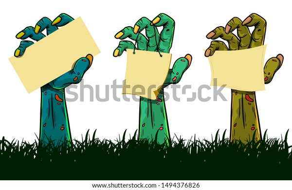 Set Zombie Hand Holding Blank Card Stock Vector (Royalty Free ...
