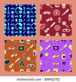Sets Seamless Medical Icons Pattern Backgrounds Stock Vector (Royalty ...