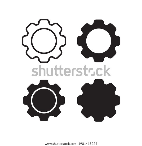 Settings Button Icon Black White Settings Stock Vector (Royalty Free ...