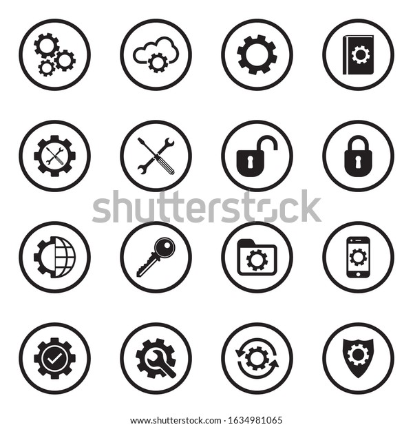 Settings Icons Black Flat Design Circle Stock Vector (Royalty Free ...