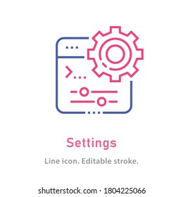 Settings Outline Icon On White Background Stock Vector (Royalty Free ...