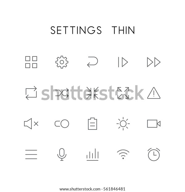 Settings Thin Icon Set Menu Pinion Stock Vector (Royalty Free ...