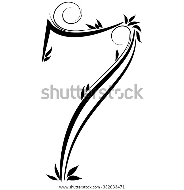 Seven Beautiful Numbers Monogram Figure Decoration: vector de stock ...