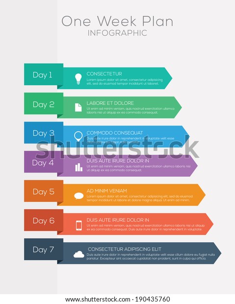 Seven Day Plan Infographics Set Elements Stock Vector (Royalty Free ...