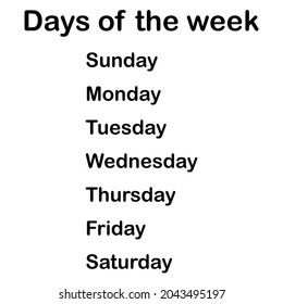 Seven Day Week Chart Stock Vector (Royalty Free) 2043495197 | Shutterstock