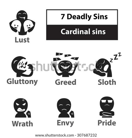 Seven Deadly Sins Cardinal Sins Signs Stock Vector (Royalty Free ...