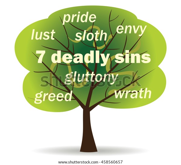 Seven Deadly Sins Word Tree Serpents Stock Vector (Royalty Free) 458560657