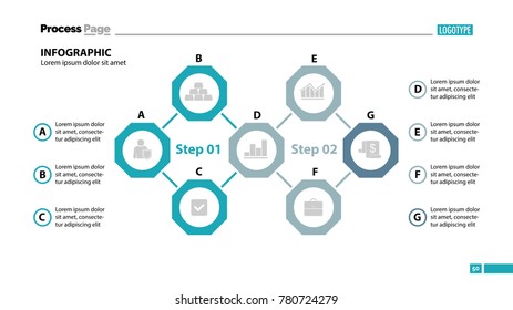 Seven Elements Process Chart Slide Template: immagine vettoriale stock ...