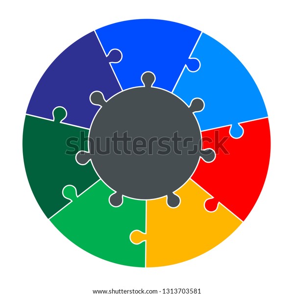 Seven Part Puzzle Graphic Stock Vector (Royalty Free) 1313703581
