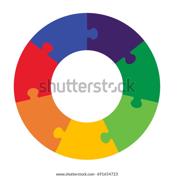 Seven Part Puzzle Graphic Stock Vector (Royalty Free) 691654723