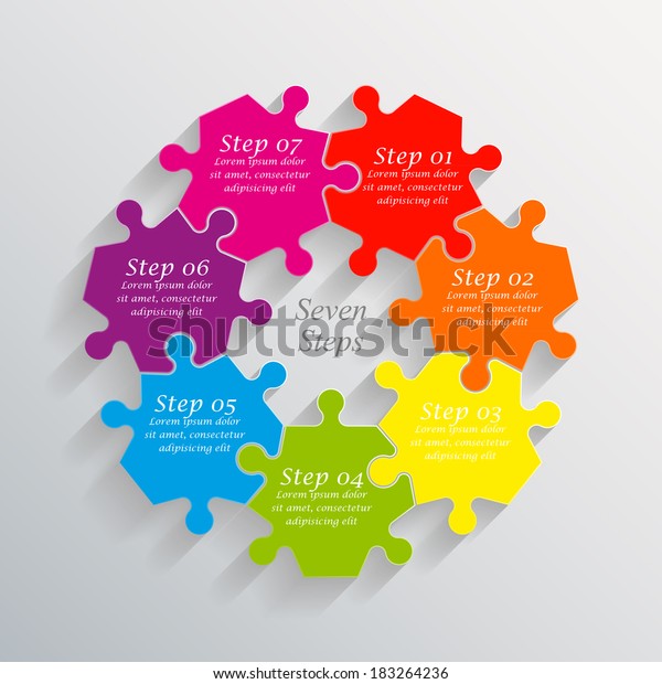 Seven Piece Flat Puzzle Infographic Presentation Stock Vector (Royalty ...