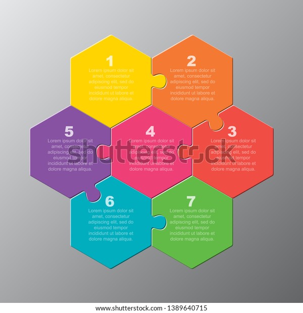 Seven Pieces Puzzle Hexagonal Diagram Hexagon Stock Vector (Royalty ...