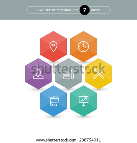 Seven Sided Flat Geometric Diagram Template Stock Vector (Royalty Free ...