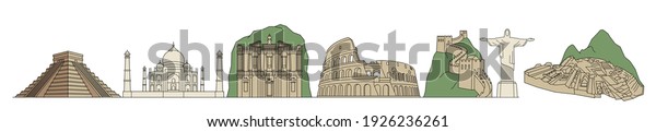 Seven Wonders World Stock Vector (Royalty Free) 1926236261 | Shutterstock