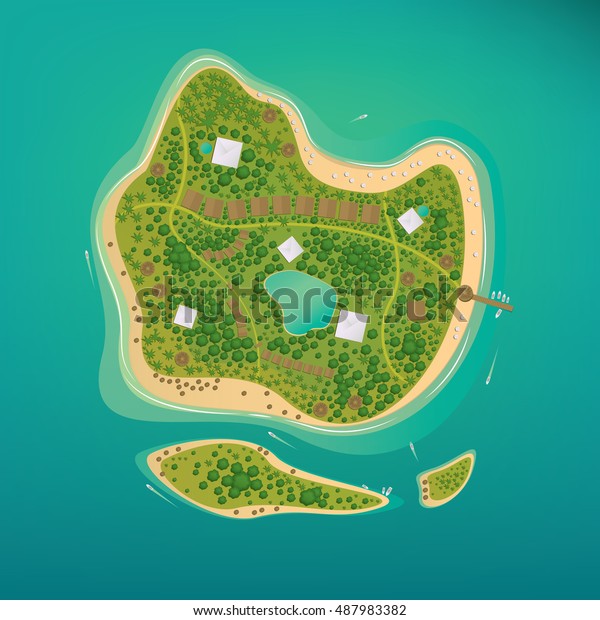 Several Different Sizes Tropical Islands Beaches Stock Vector (Royalty ...