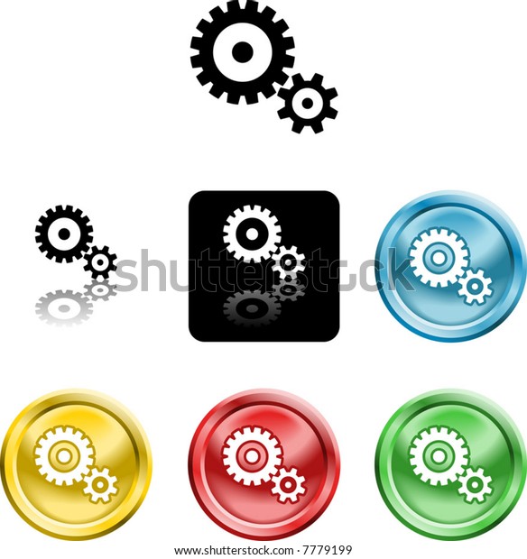 Several Versions Icon Symbol Stylised Cog Stock Vector (Royalty Free ...