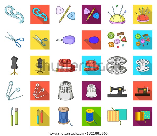 Sewing Atelier Cartoonflat Icons Set Collection Stock Vector (Royalty ...