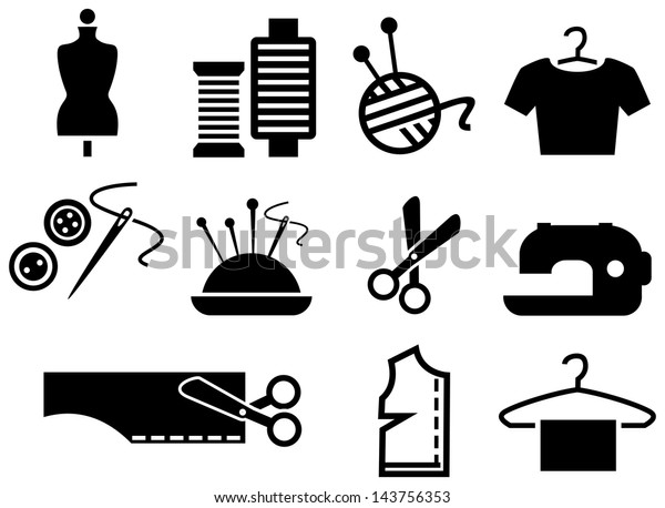 Sewing Black Icons Stock Vector (Royalty Free) 143756353