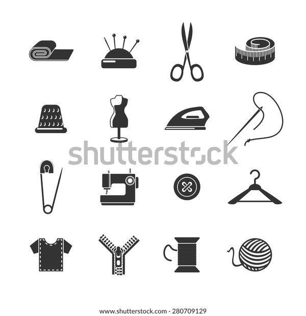 Sewing Dressmaking Tailoring Icon Black Set Stock Vector (Royalty Free ...