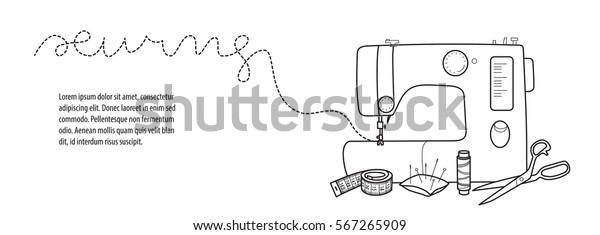 Sewing Line Vector Banner Flyer Template Stock Vector (Royalty Free ...