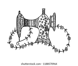 Sewing Machine Hand Drawn Sketch Vector Stock Vector (Royalty Free ...
