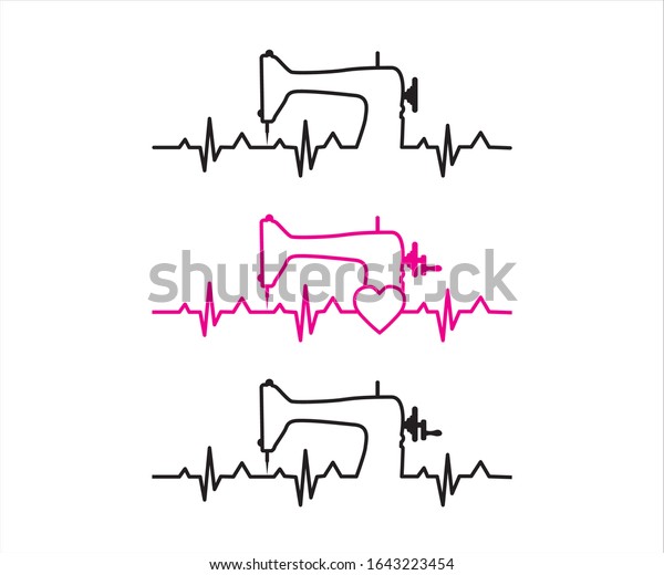 Sewing Machine Heartbeat Vector Illustration Stock Vector (Royalty Free ...
