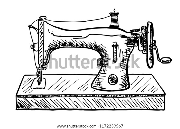 Sewing Machine Sketch Old Sewing Machine Stock Vector (Royalty Free ...