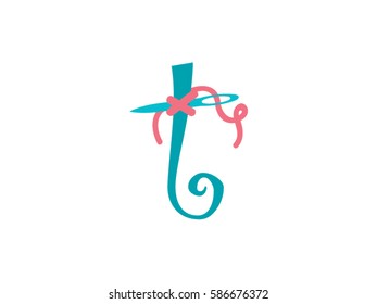 Sewing Needle T Letter Vector Icon Stock Vector (Royalty Free ...