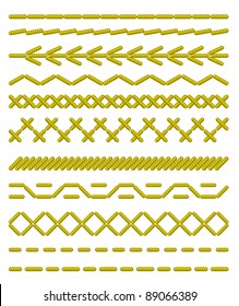 Sewing Stitches Seamless Borders Vector Illustration Stock Vector ...