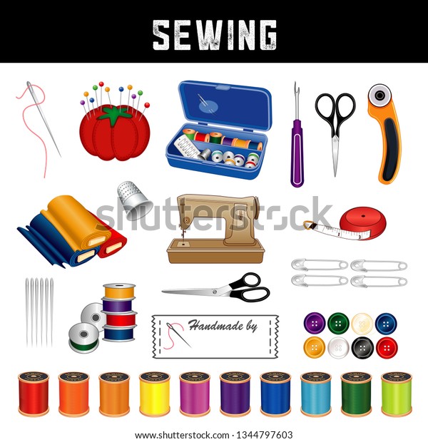 Sewing Supplies Do Yourself Sewing Tailoring Stock Vector (Royalty Free ...