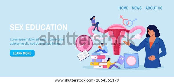Sex Education Gynecologist Doctor Consultate Girls Stock Vector