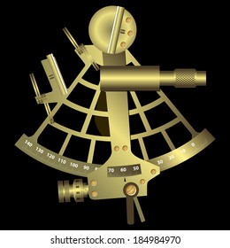 Old Golden Brass Sextant Old Fashion Stock Vector (Royalty Free) 228058954