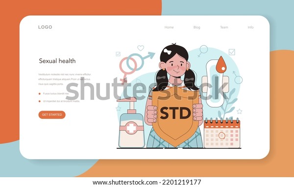 Sexual Education Web Banner Landing Page Stock Vector Royalty Free