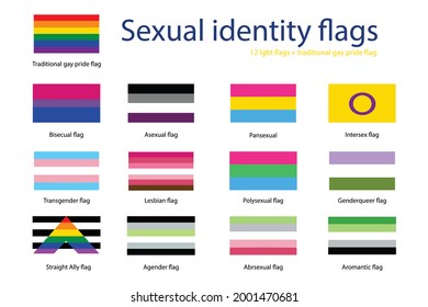 Sexual Identity Pride Flags Set Lgbt Stock Vector (Royalty Free ...