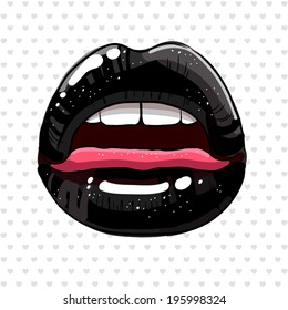 Sexy Black Lips Stock Vector (Royalty Free) 195998324