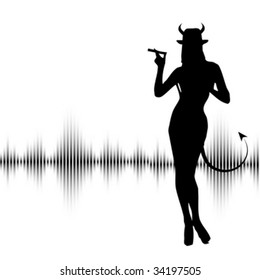 Sexy Lady Dancing Around Representing Devil Stock Vector (Royalty Free ...