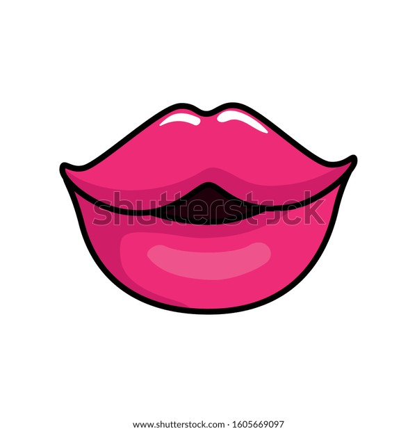 Sexy Lips Pop Art Style Icon Stock Vector Royalty Free 1605669097