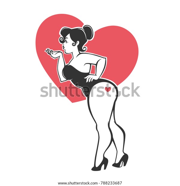 Sexy Overweight Pin Girl On Heart Stock Vector Royalty Free 788233687