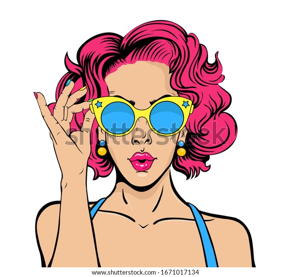 Sexy Woman Art Face Open Mouth Stock Vector Royalty Free 1671017134
