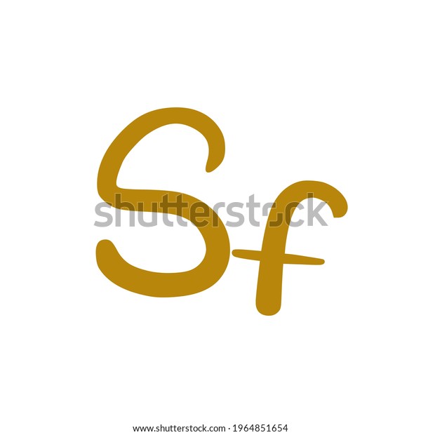Sf Initial Handwritten Gold Logo Identity Stock Vector (Royalty Free ...