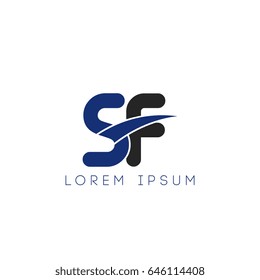 Sf Initial Letter Uppercase Logo Blue Stock Vector (Royalty Free ...