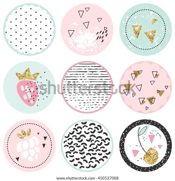 Shabby Chic Circle Tags Stock Vector (Royalty Free) 450527008 ...