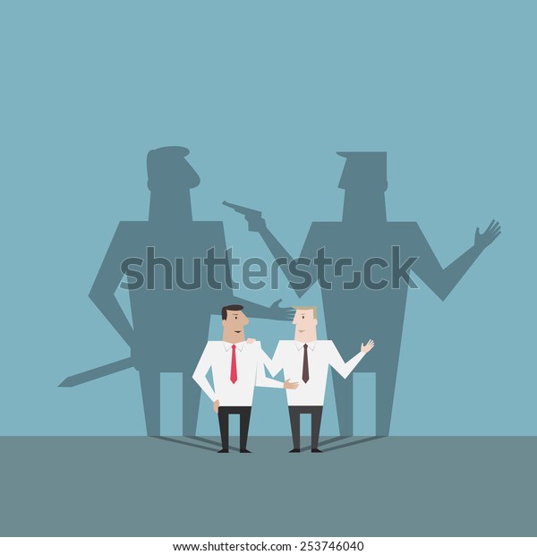 Shadow Behind Meeting Two Businessmen Vector Stock Vector (Royalty Free ...