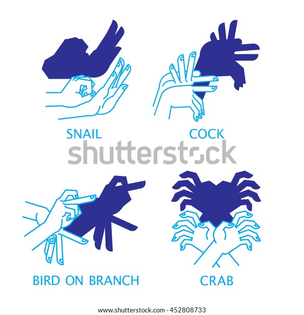 Shadow Hand Puppets Isolated On White Stock Vector (Royalty Free ...