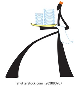 Shadow Man Chef Serve Food Business Stock Vector (Royalty Free ...