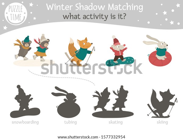 Shadow Matching Activity Children Animals Going Stock Vector (Royalty ...